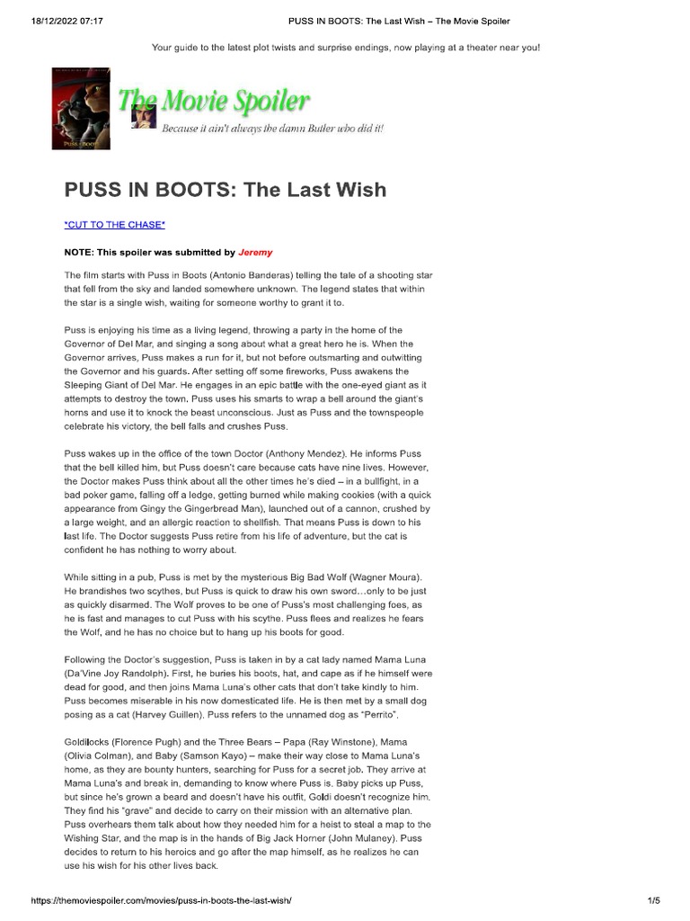 PUSS IN BOOTS The Last Wish | PDF