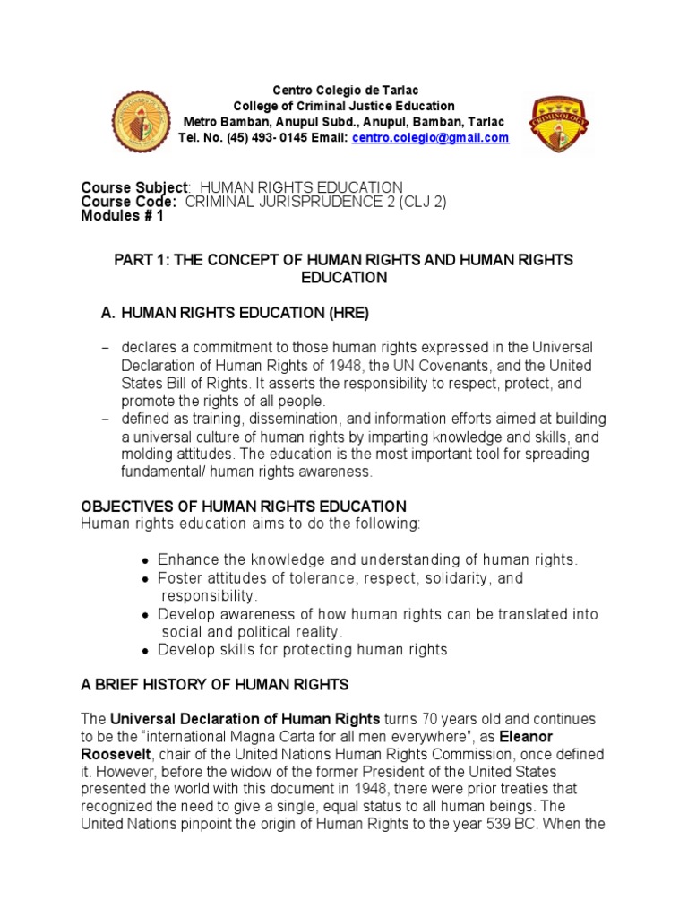 Handout 1 The Concept of Human Rights and Human Rights Education ...