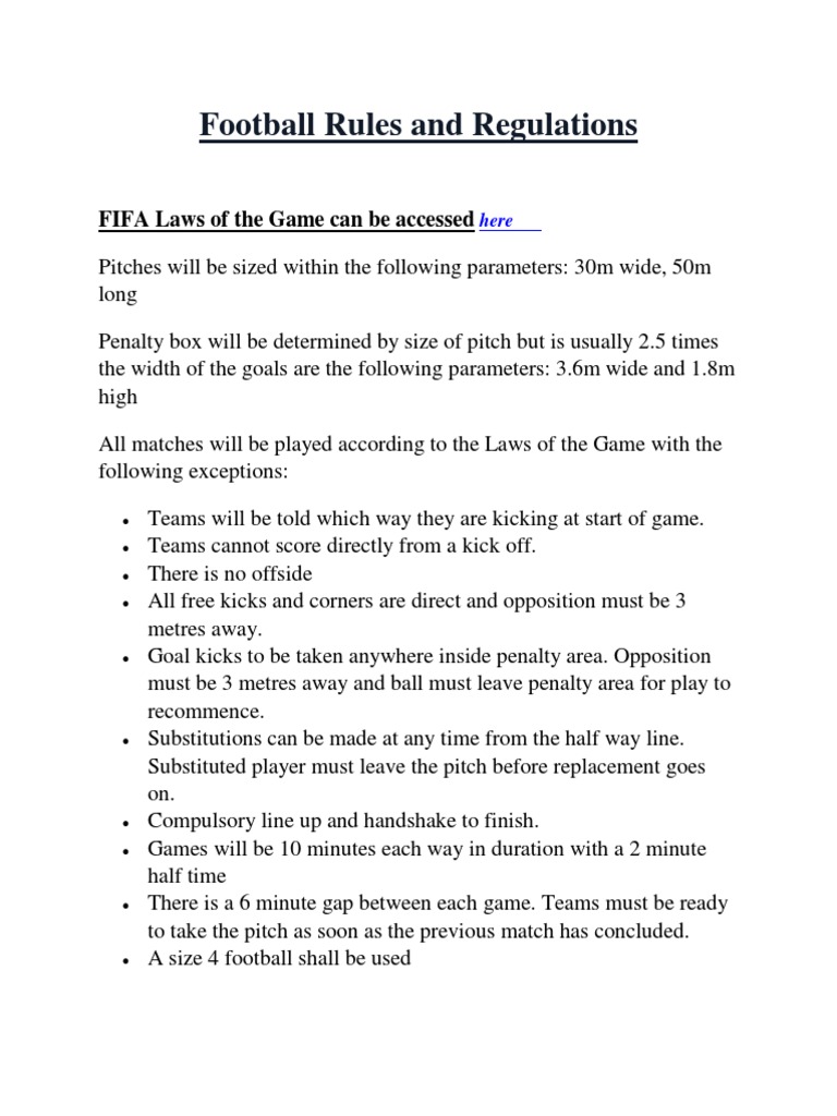 Football rules and regulations store