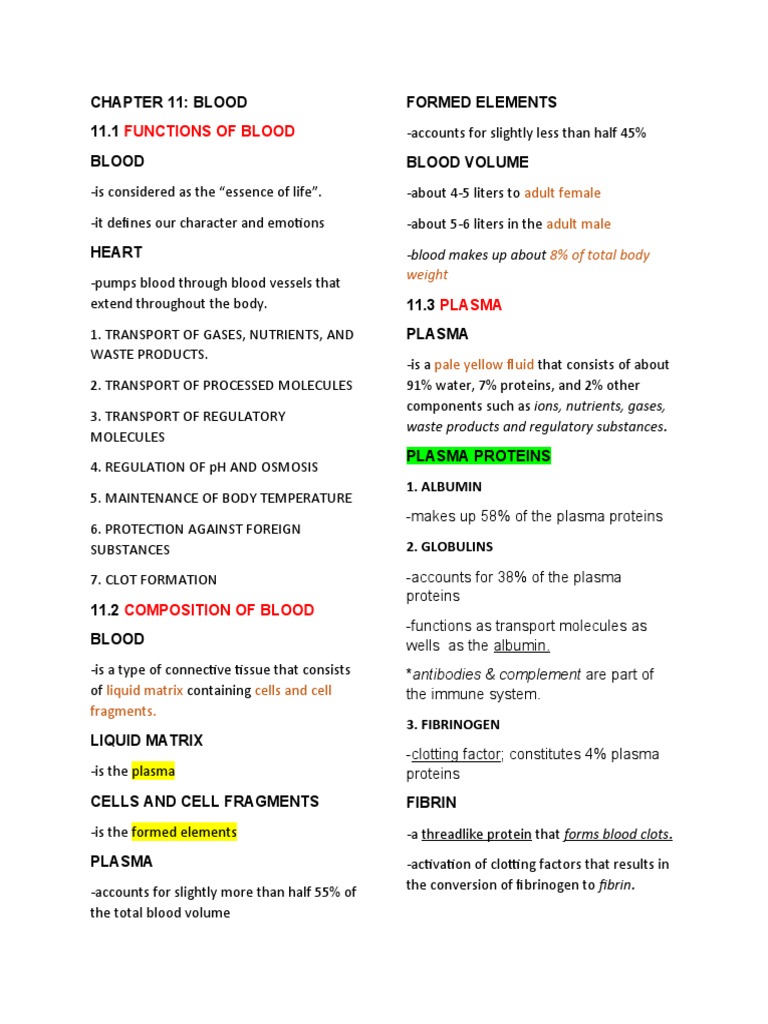 Functions and Composition of Blood | PDF | Blood Type | Blood