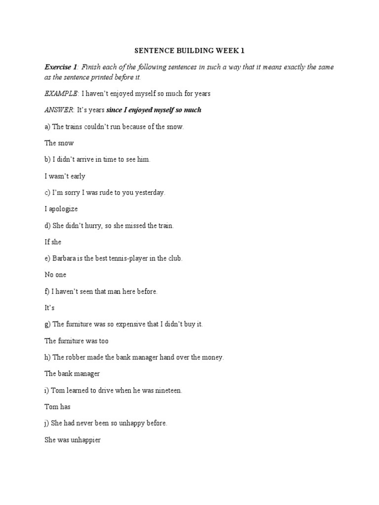 Sentence Building Week 1 | PDF | Language Arts & Discipline