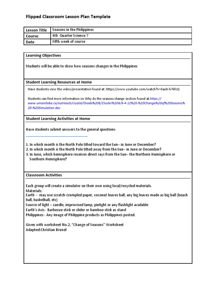 Flipped Classroom Lesson Example | PDF