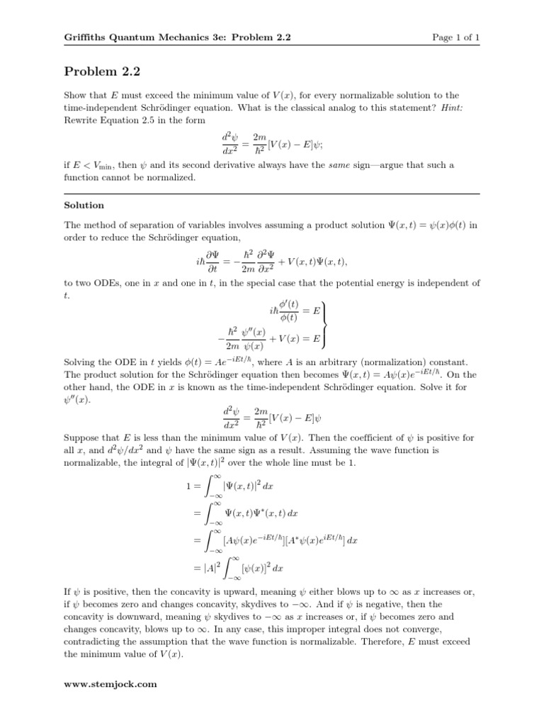 Griffiths QMCH 2 P 2 | PDF | Schrödinger Equation | Equations