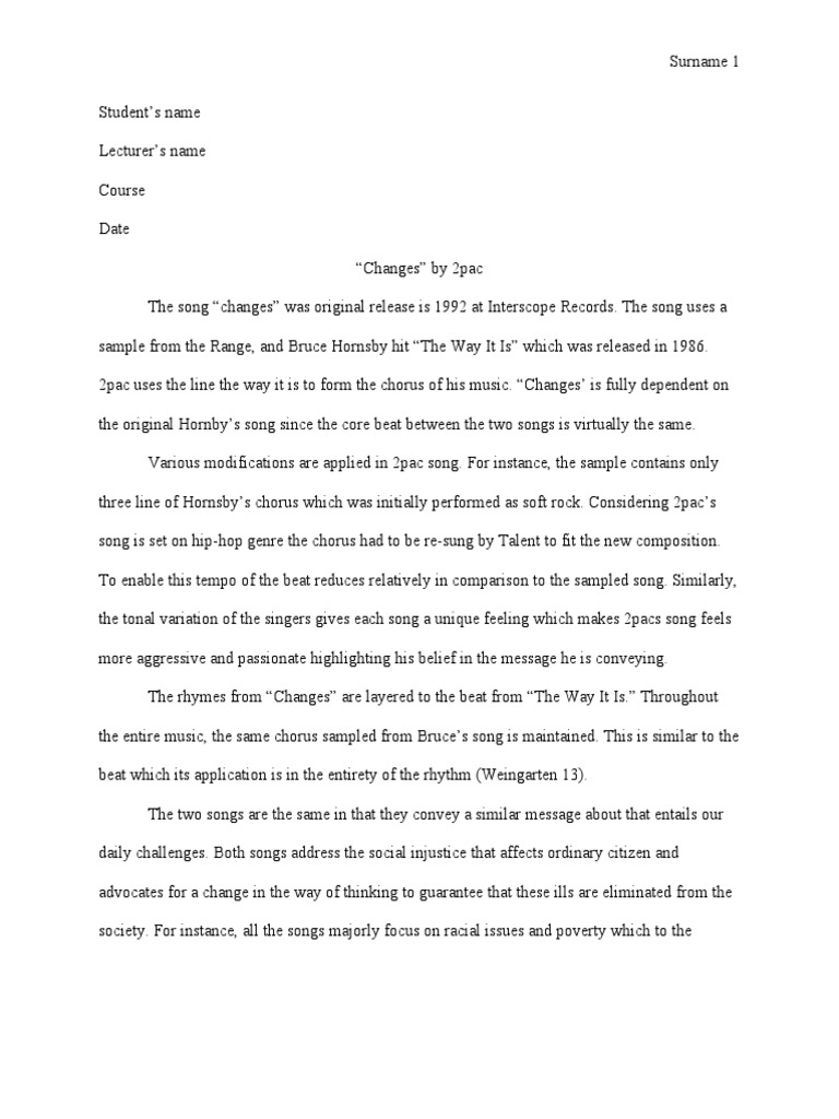 "Changes" by 2pac | Download Free PDF | Hip Hop Music | Popular Music