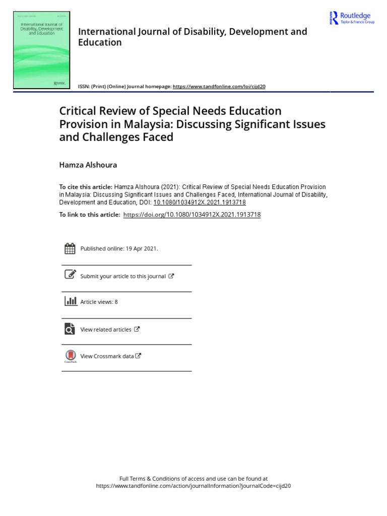 Critical Review of Special Needs Education | PDF | Inclusion (Education ...