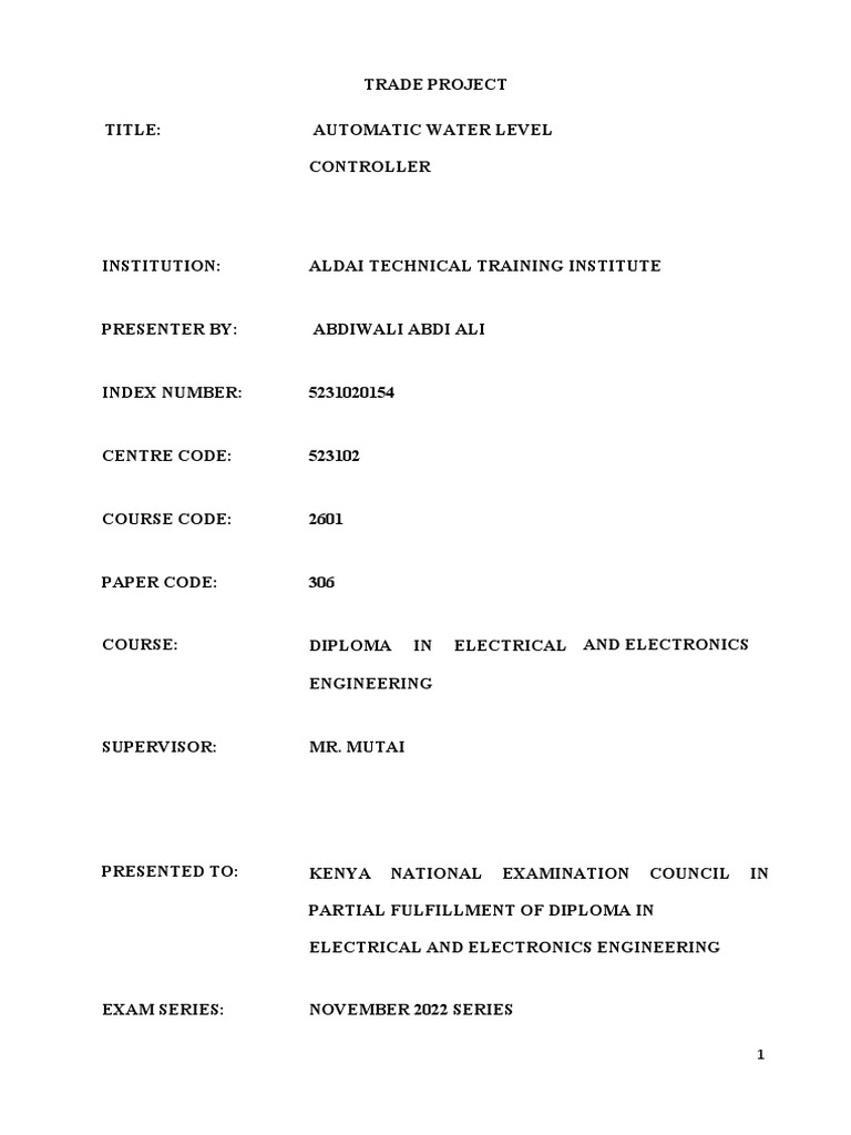 Automatic Water Level Controller | PDF | Diode | Rectifier