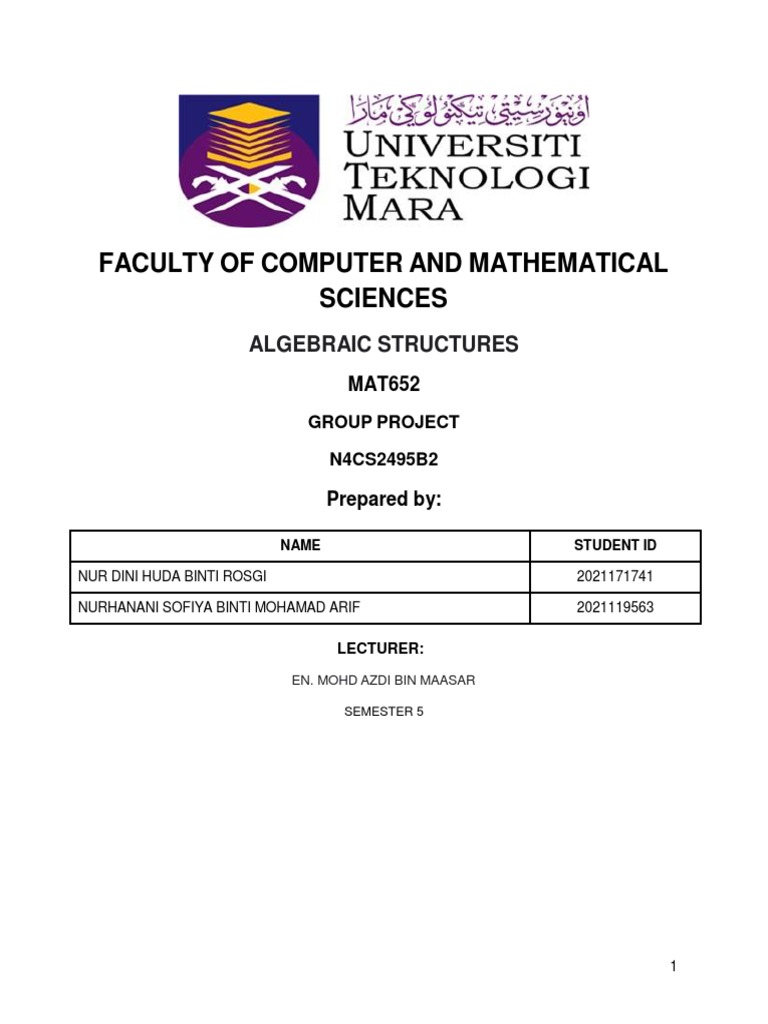 Report Mat652 - 2021171741 - 2021119563 | PDF | Group (Mathematics) | Theorem