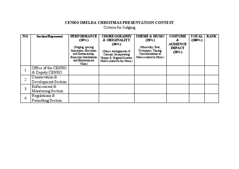 CENRO Christmas Contest Judging Criteria | PDF