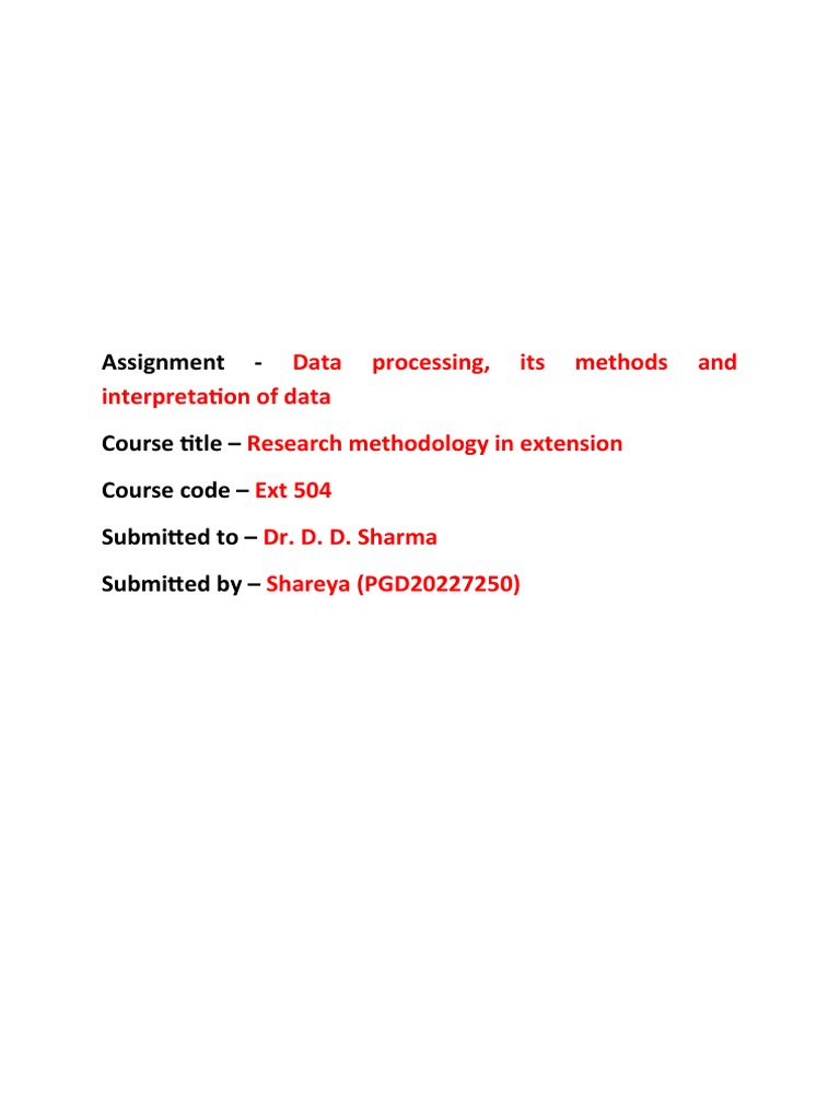 Processing and Interpretation of Data | PDF | Statistical Hypothesis ...