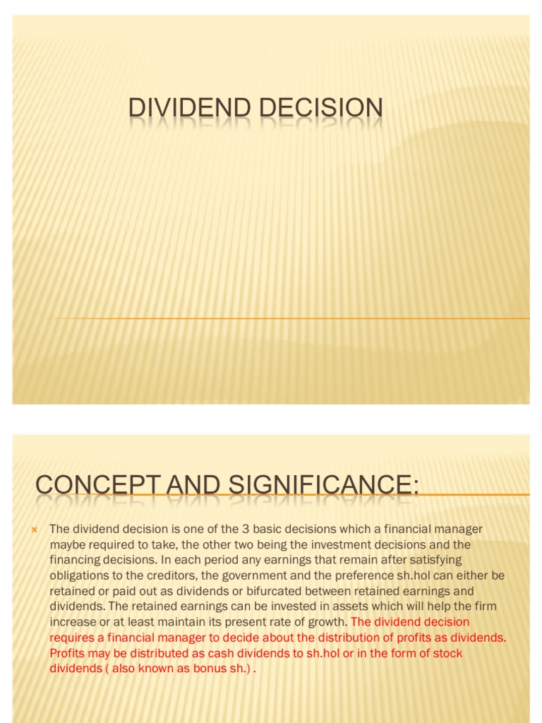 Dividend Decision | Dividend | Cost Of Capital