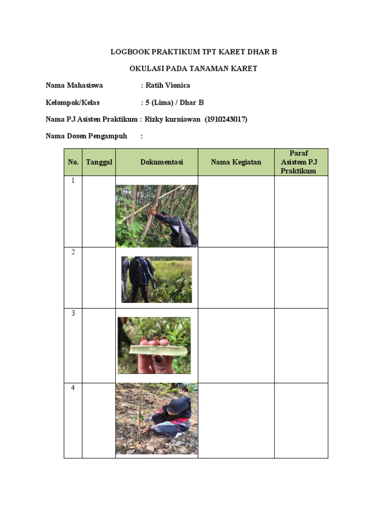 Logbook Praktikum TPT Karet Dhar B | PDF