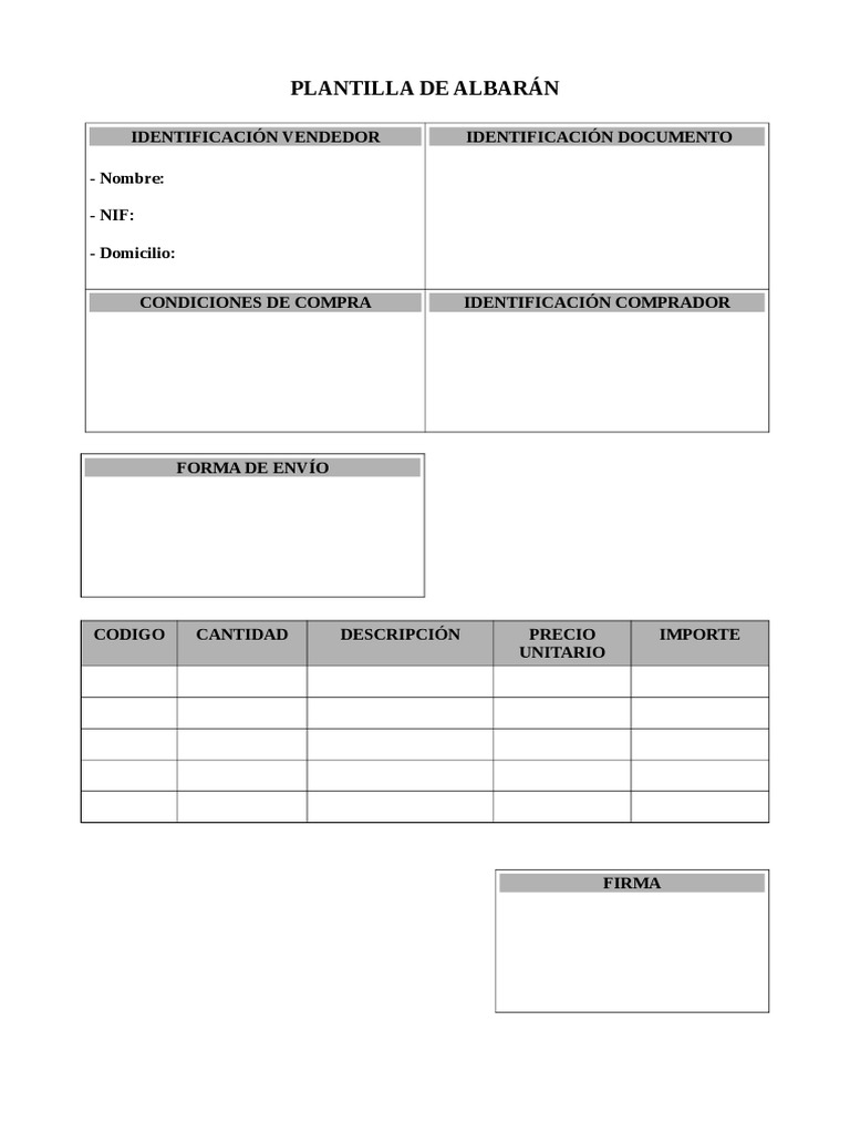 Plantilla Albarán | PDF