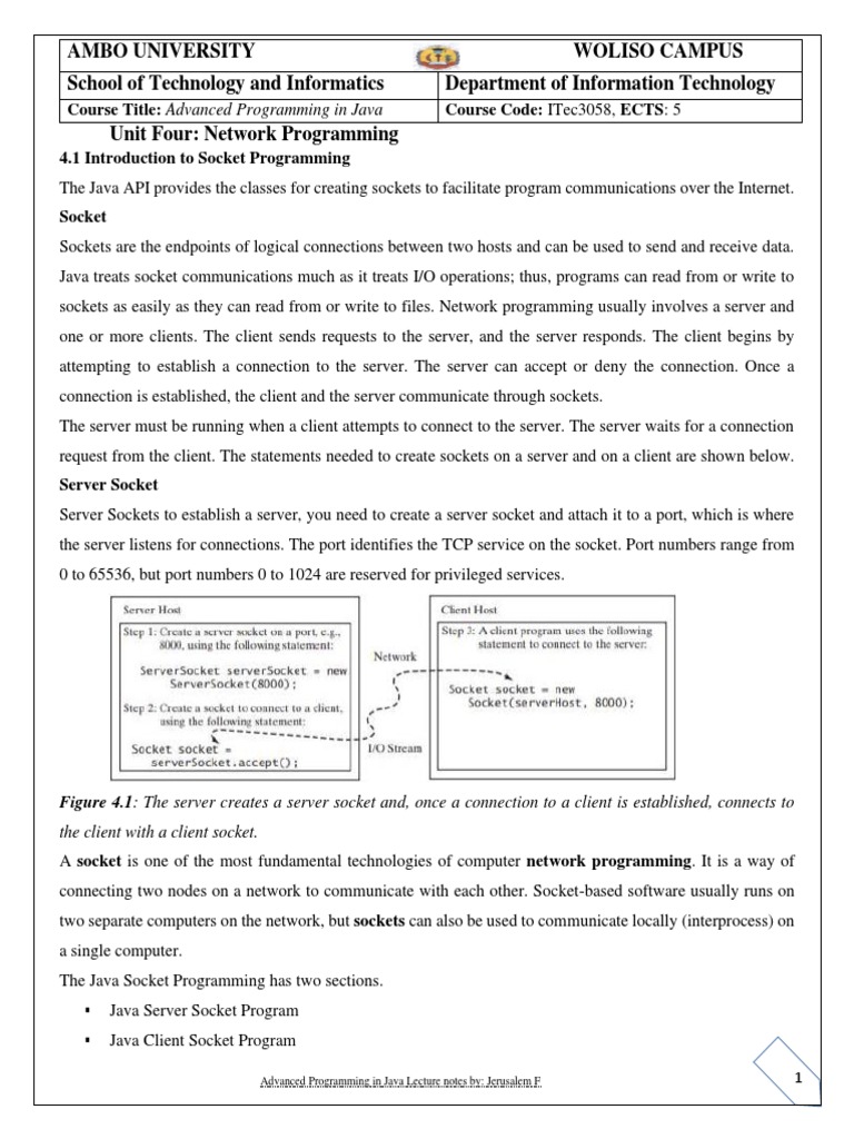 Advanced Programming Java H U4 Pdf Network Socket Port Computer Networking