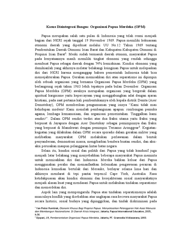 Disintegrasi Papua dan OPM | PDF