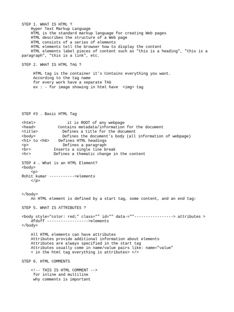 HTML Notes | PDF | Html Element | Html