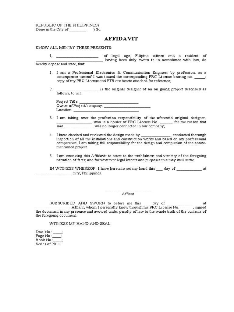 Affidavit-Change of Engineer | PDF