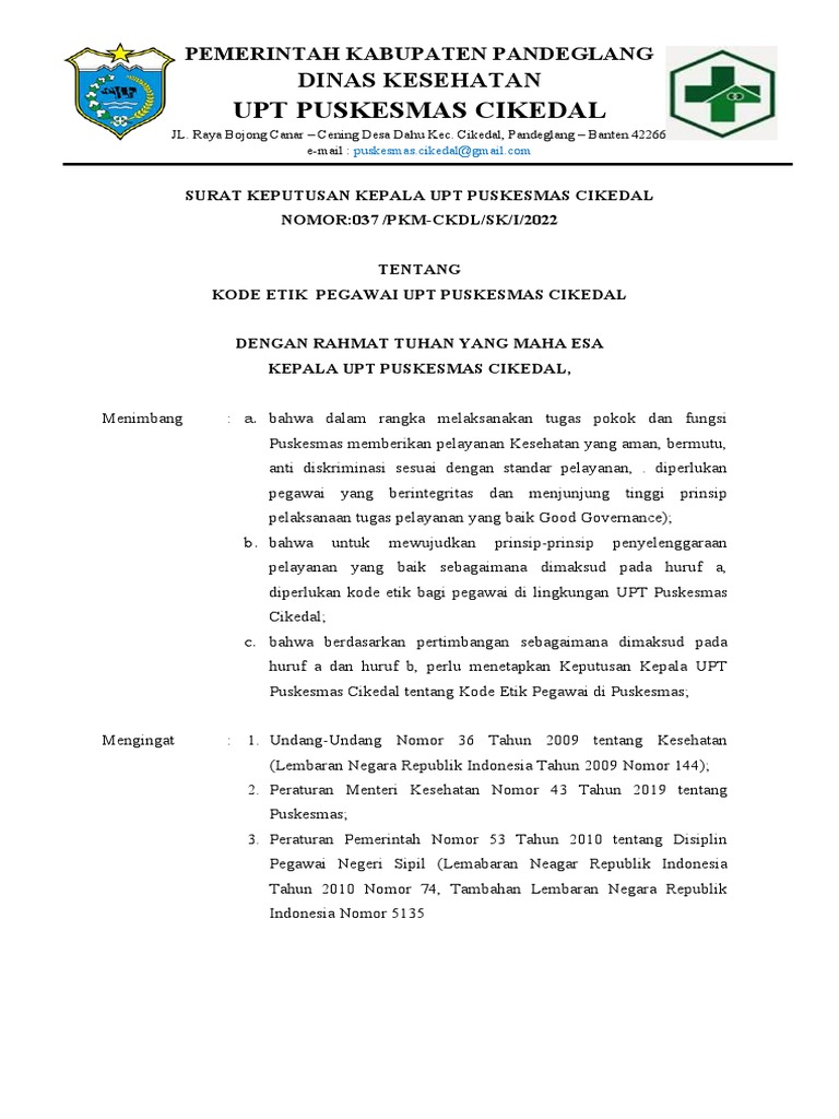 0 - 37 SK Kode Etik Pegawai | PDF