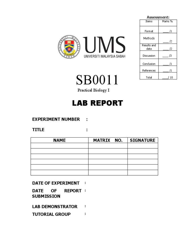 Lab Report Cover | PDF