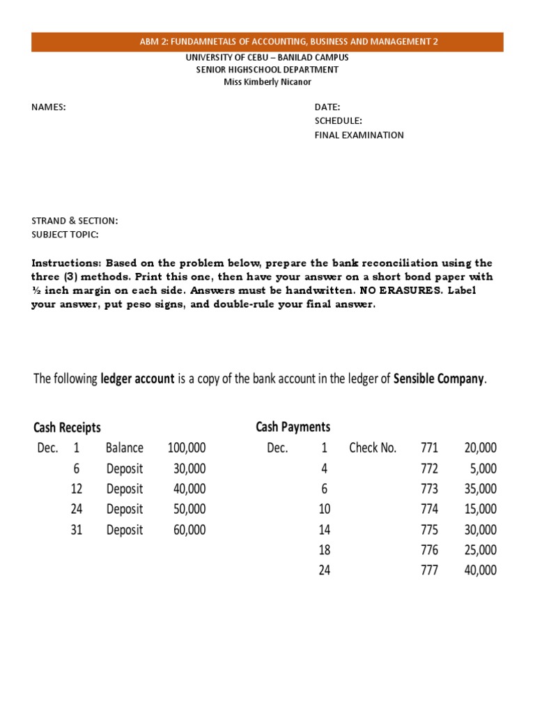 Final Examination in Abm 2.2022 | PDF | Banks | Cheque