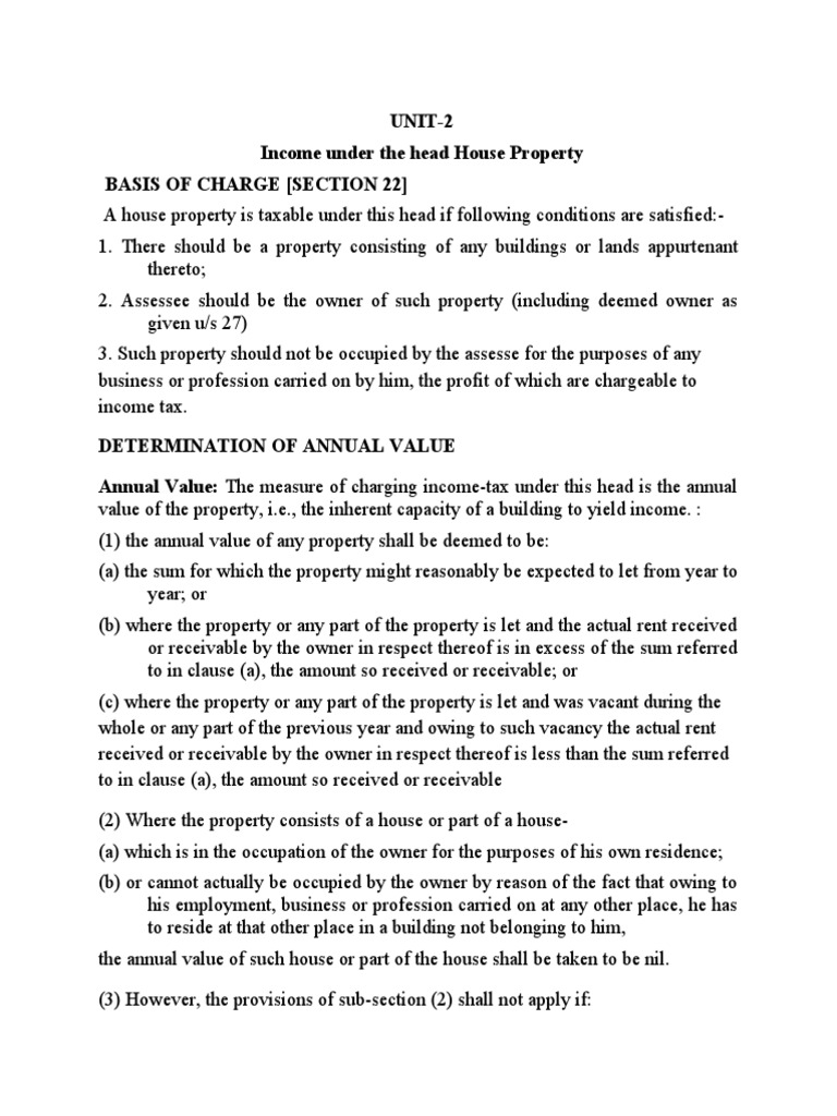 Unit 3 (Income From House Property) - 1 | PDF | Income | Taxes
