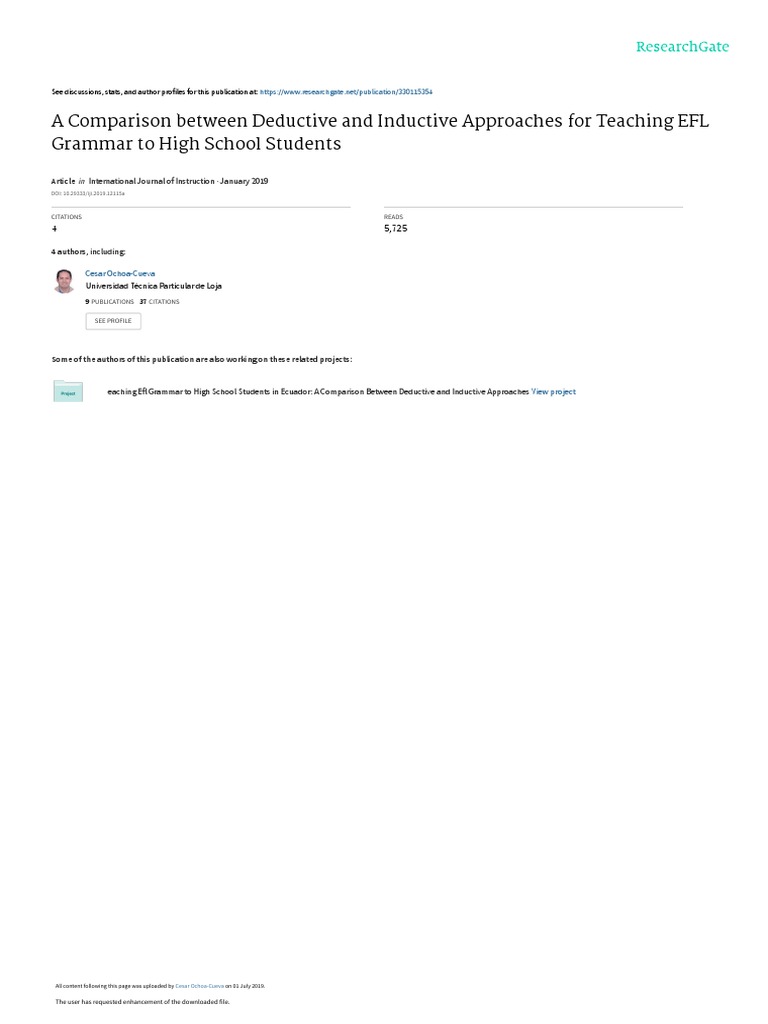 A Comparison Between Deductive and Inductive Appro | PDF | English As A Second Or Foreign ...