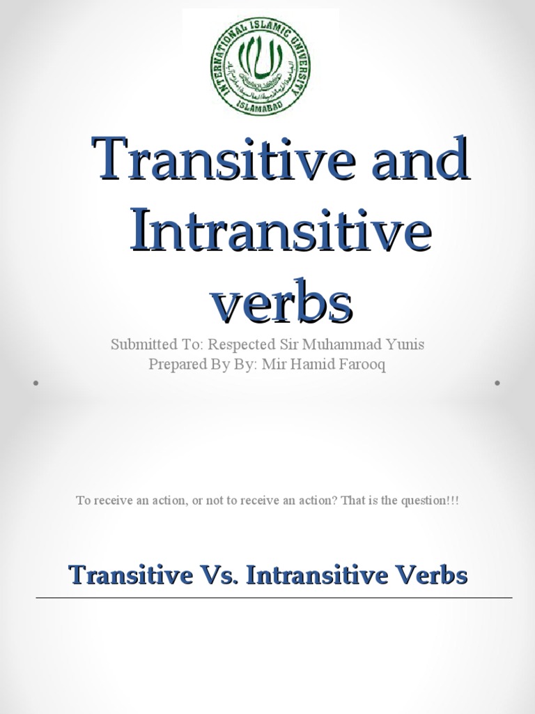 Transitive Vs Intransitive Verbs | PDF | Verb | Linguistic Typology