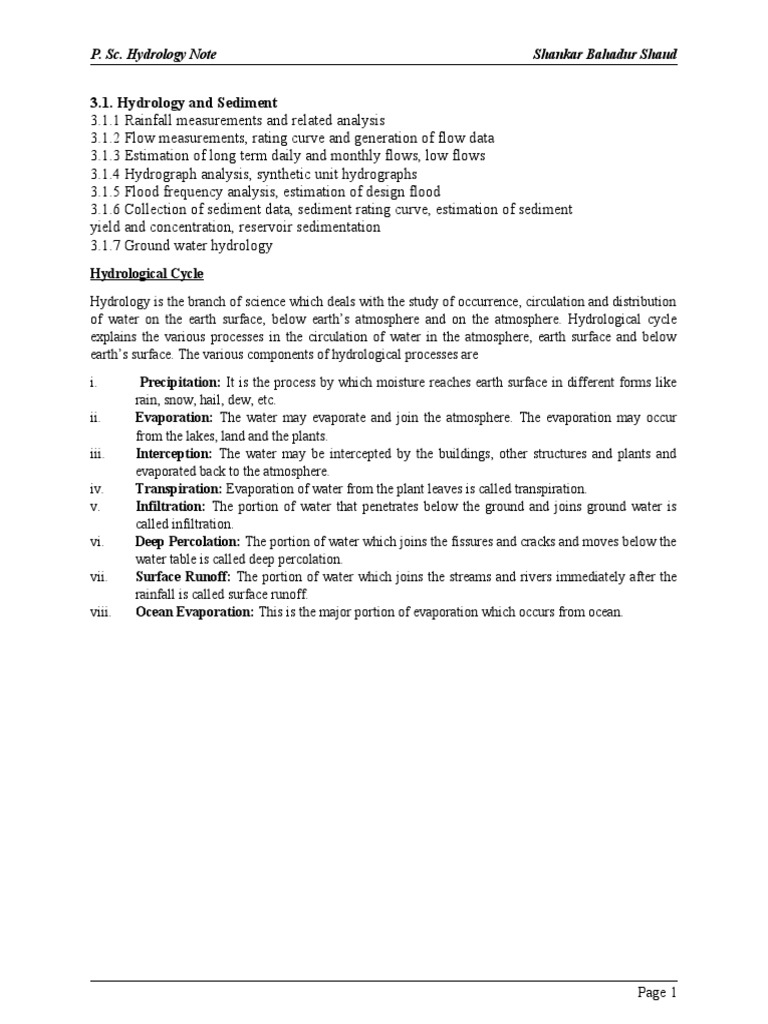 Hydrology | PDF | Drainage Basin | Discharge (Hydrology)