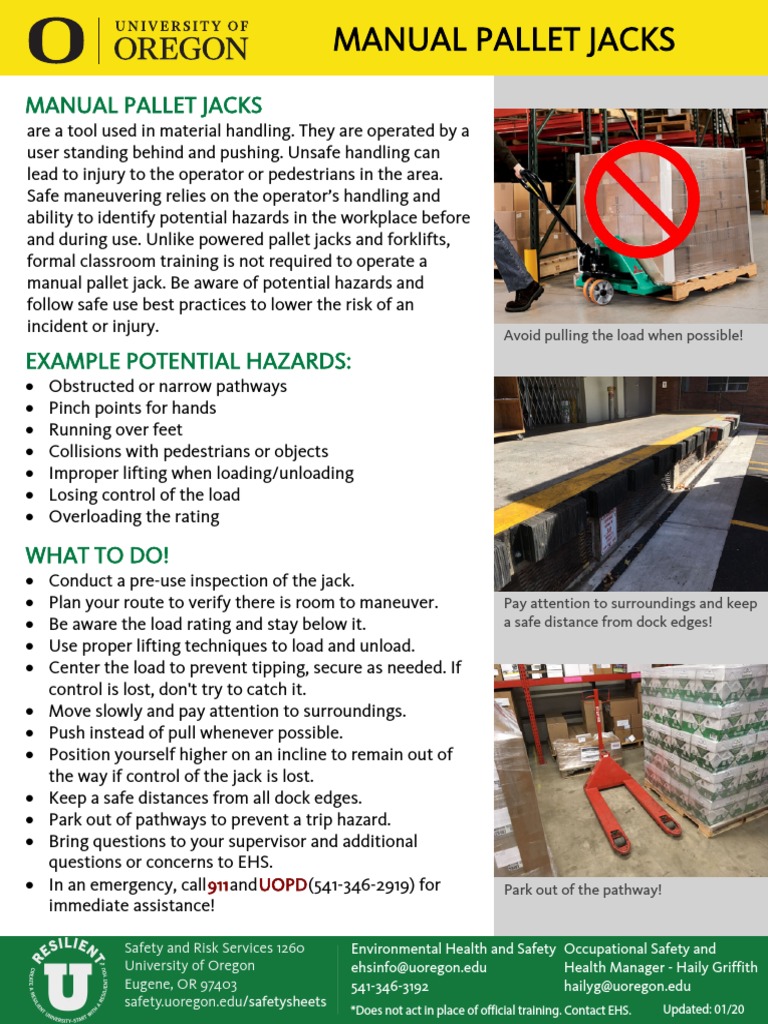 Safety Sheet - Manual Pallet Jack | PDF