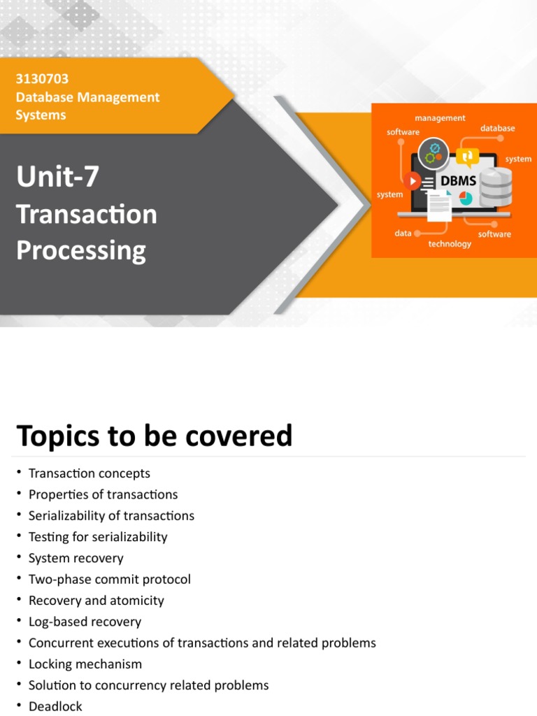 DBMS Unit-7 | PDF | Database Transaction | Acid DBMS Unit-7 | PDF | Database Transaction | Acid