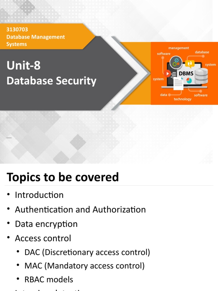 DBMS Unit-8 | PDF | Encryption | Key (Cryptography)