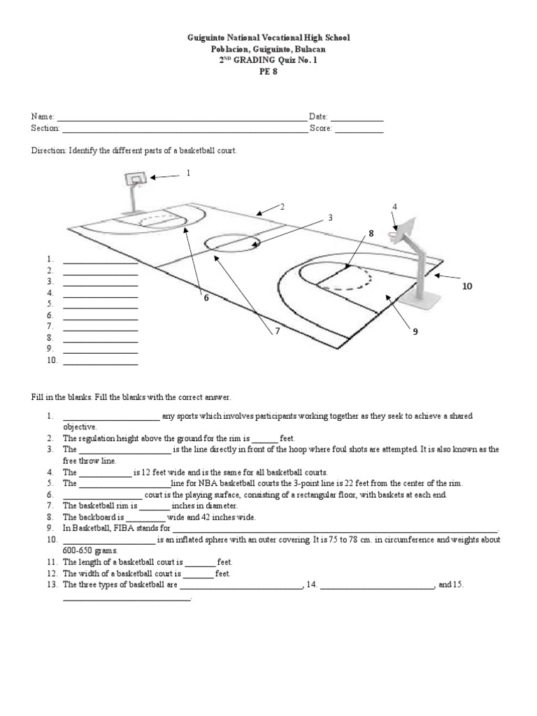 Pe Quiz 2nd Quarter Basketball | PDF | Athletic Sports | Teams