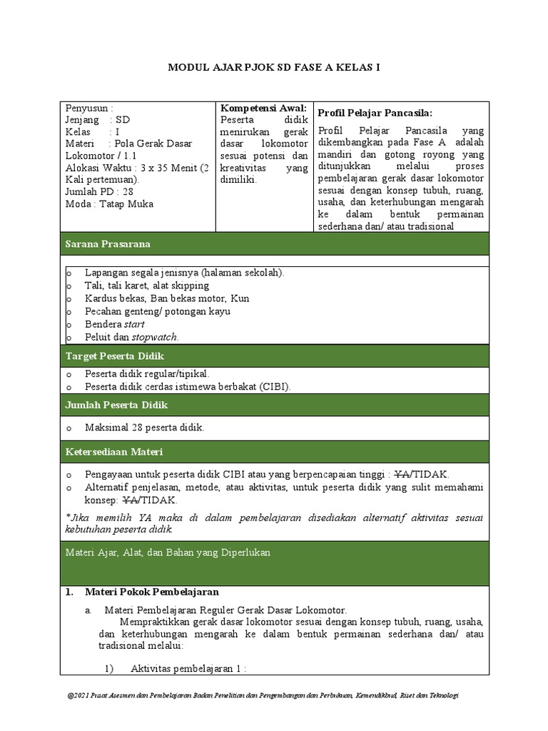 MA PJOK K1 Mat.1 | PDF