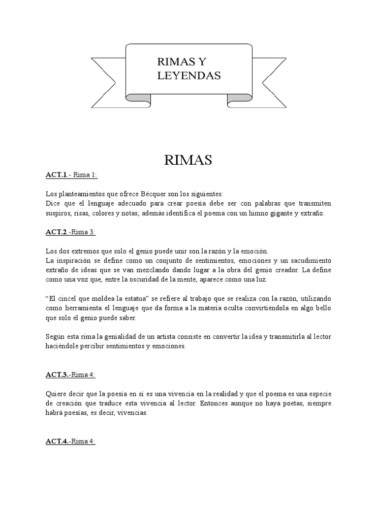 Trabajo Rimas y Leyendas | PDF | Poesía | Rima