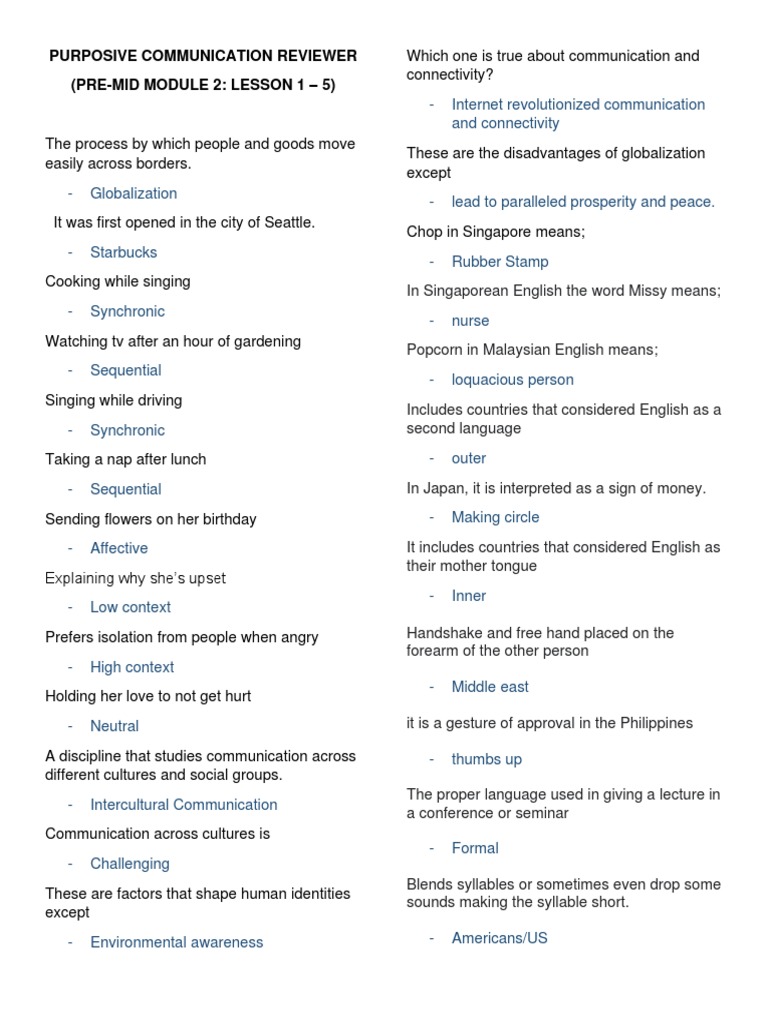 Purposive Communication Reviewer | PDF | English Language | Communication
