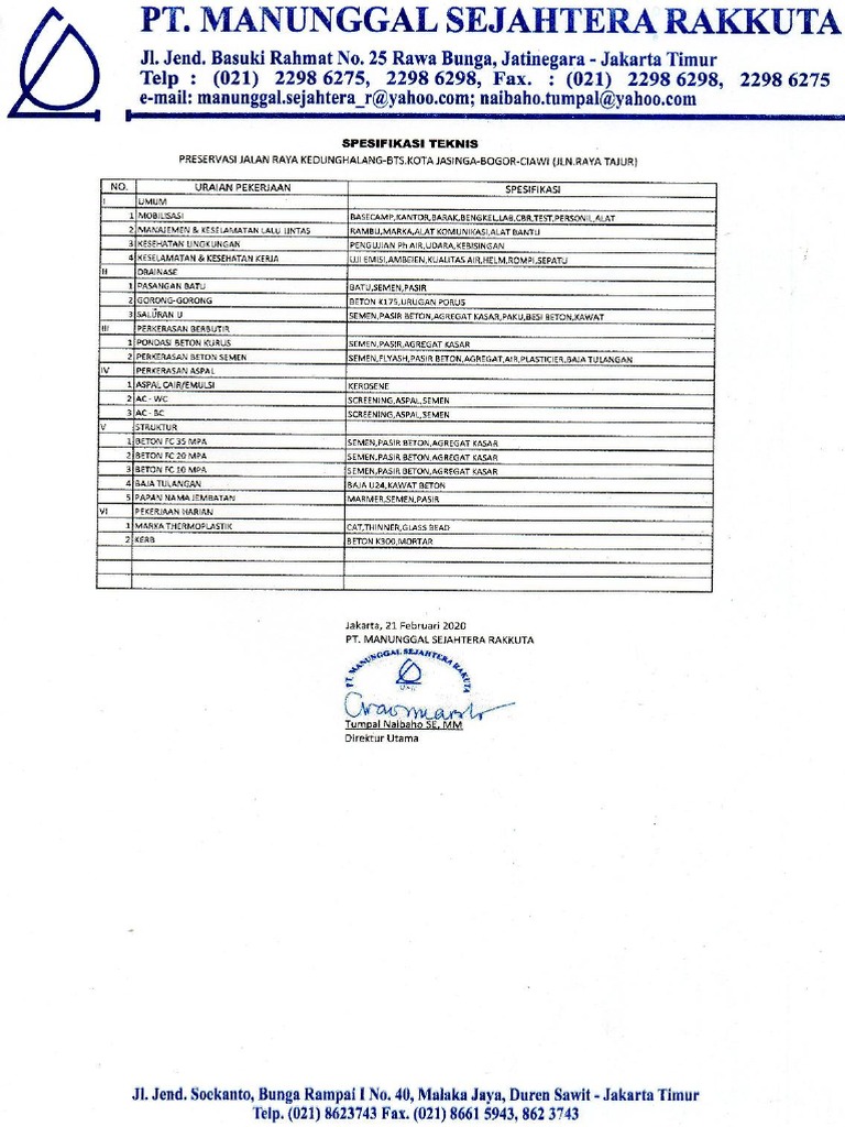 Spesifikasi Teknis JALAN | PDF