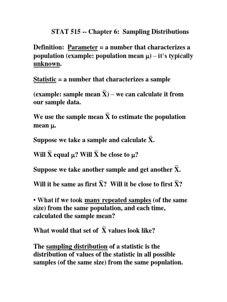 Notes 515 Fall 10 Chap 6 | PDF | Estimator | Standard Deviation