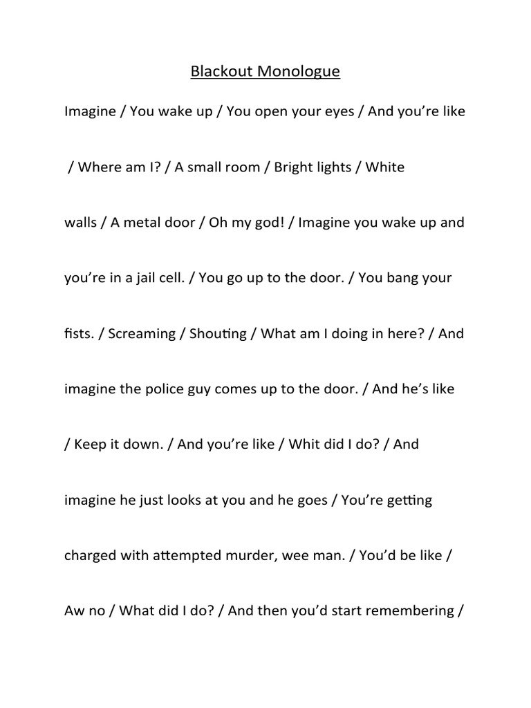 Jail Cell Reflection Monologue | PDF | Poetry