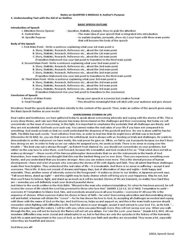 Q1 M3 Authors Purpose Notes | PDF