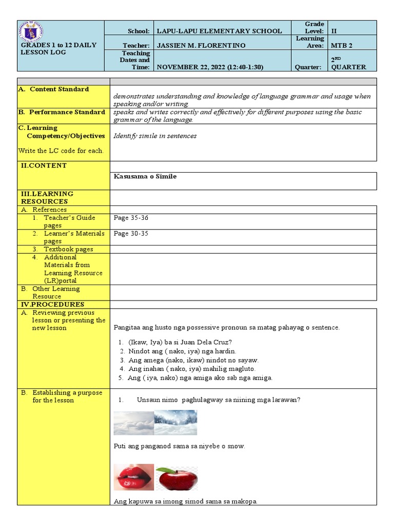 DLP Demo Teaching 2nd Quarter | PDF