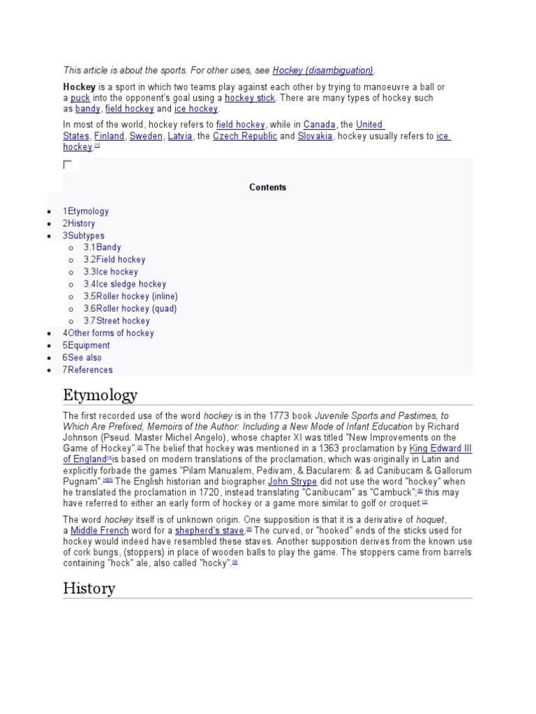 Types of Hockey Explained | PDF | Leisure | Variations Of Hockey