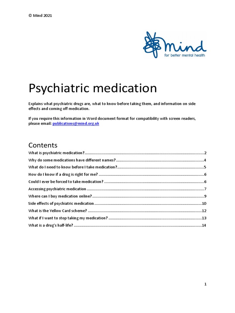 Psychiatric Medication 2021 | PDF | Medical Prescription | Mental Disorder
