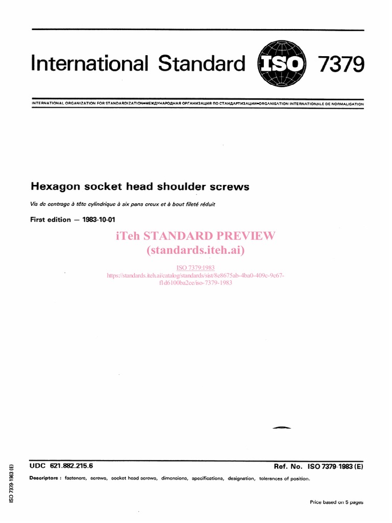 Iso 7379 1983 | PDF | Screw | International Organization For ...