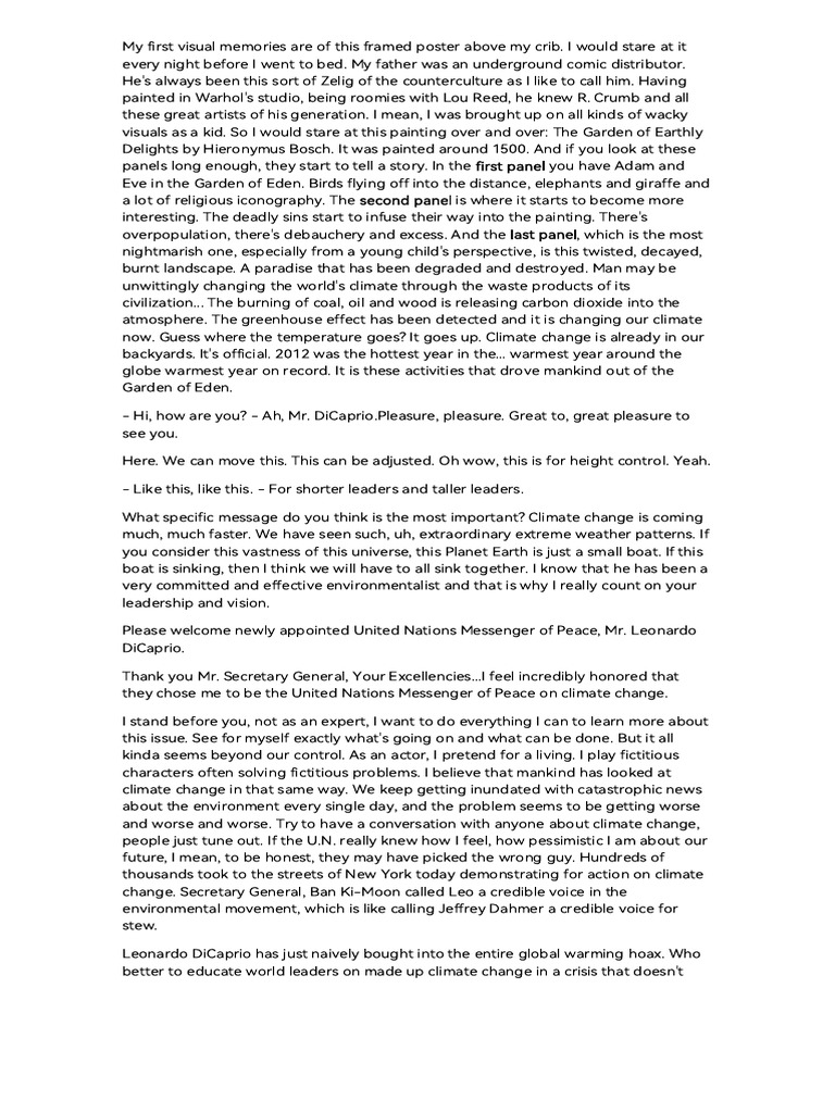 Before The Flood (Script) | PDF | Climate Change | Nature