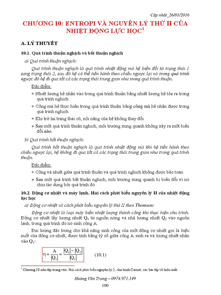 Vat - Li - Dai - Cuong - 1 - Co-Nhiet - Chuong 10 | PDF