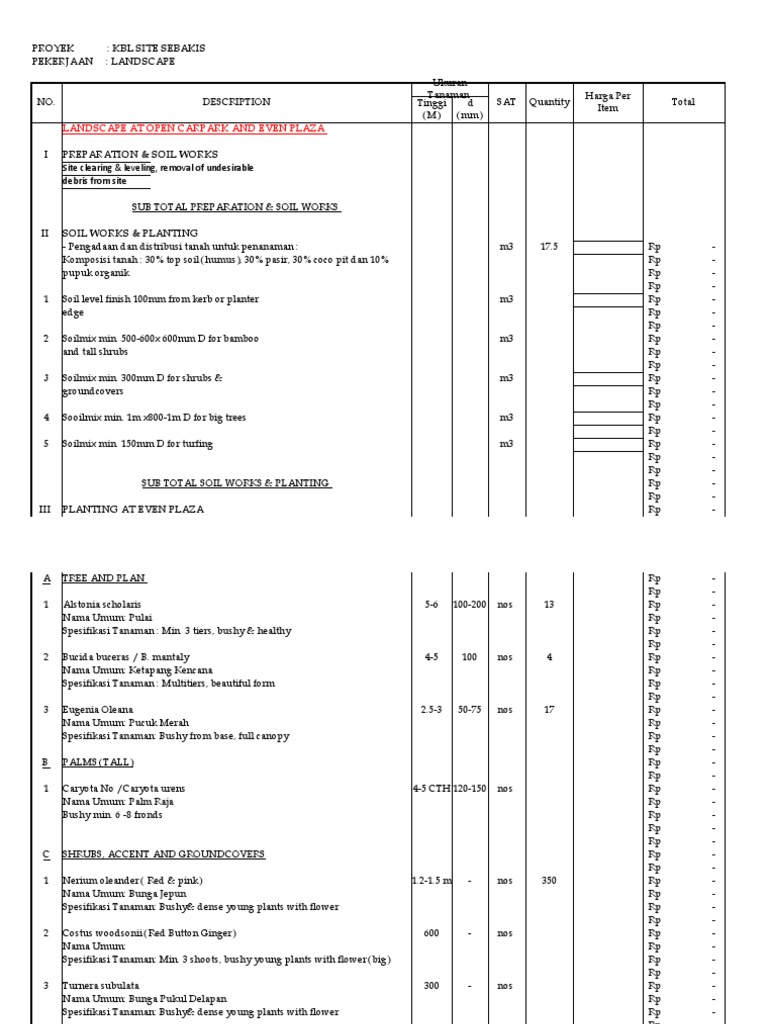 Contoh Rab Pembuatan Taman | PDF | Shrub | Organisms