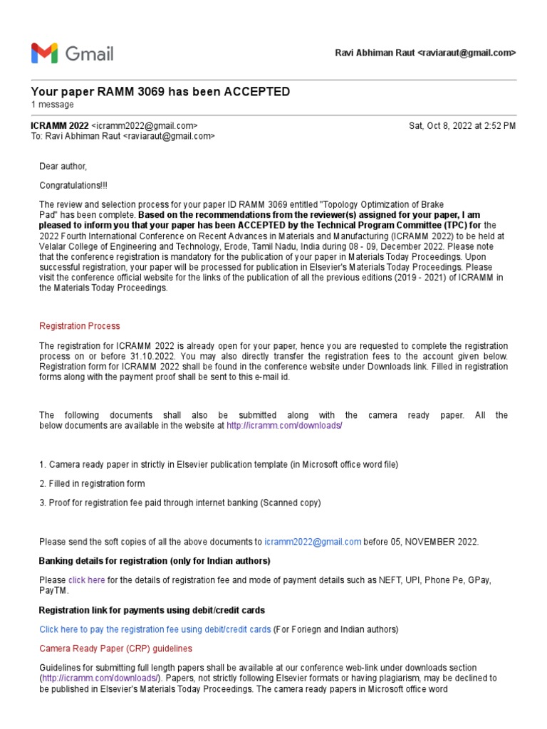 02 - Paper Accepted Gmail - Your Paper RAMM 3069 Has Been ACCEPTED | Download Free PDF ...