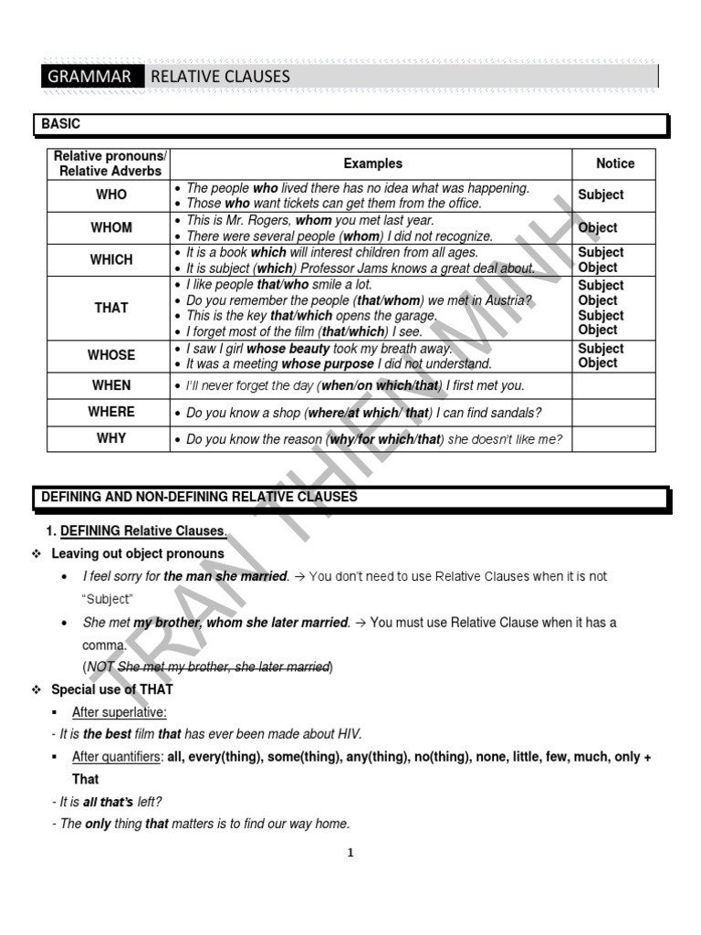 Mastering Relative Clauses | PDF | Subject (Grammar) | Linguistic Typology