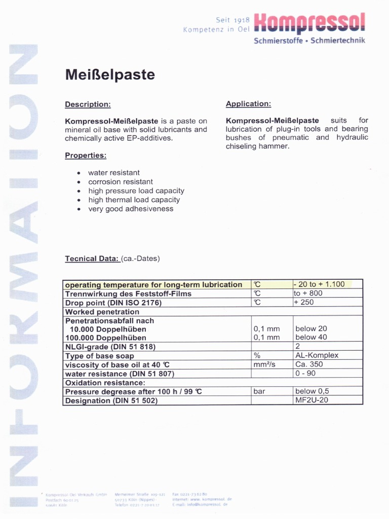 Fiche Technique Patte À Burin Kompressol | PDF