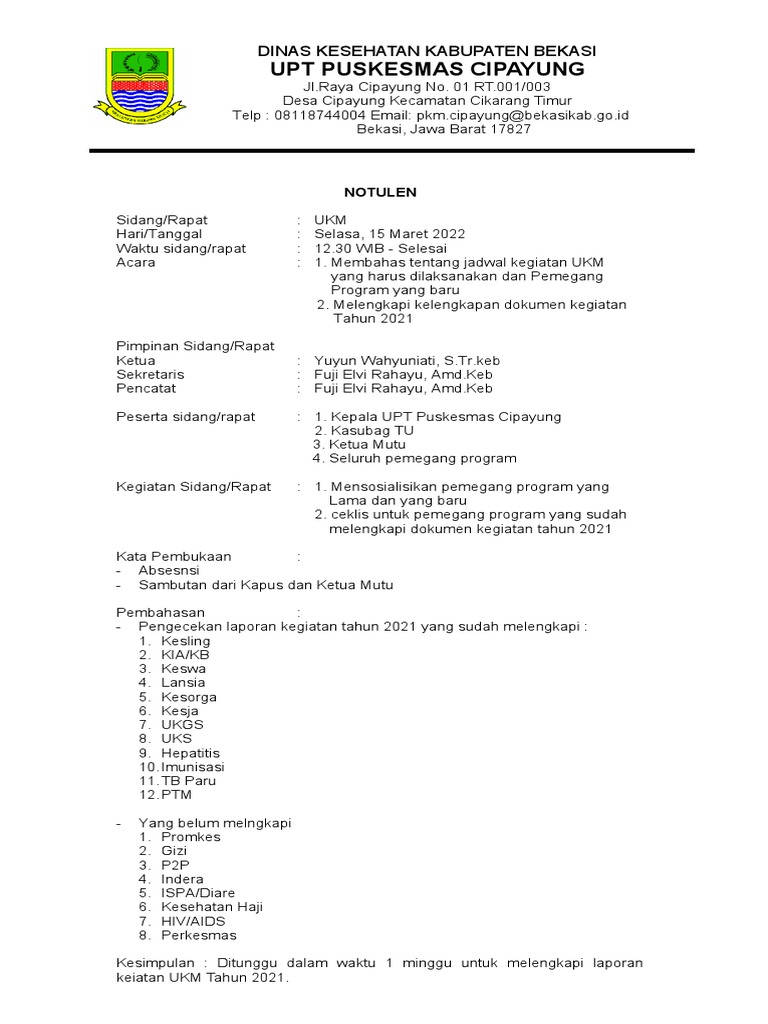 Kumpulan Notulensi | PDF