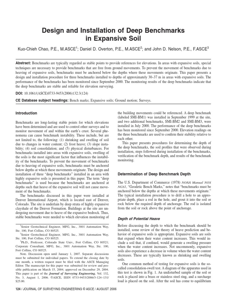 Design and Installation of Deep Benchmarks | PDF | Borehole | Pressure